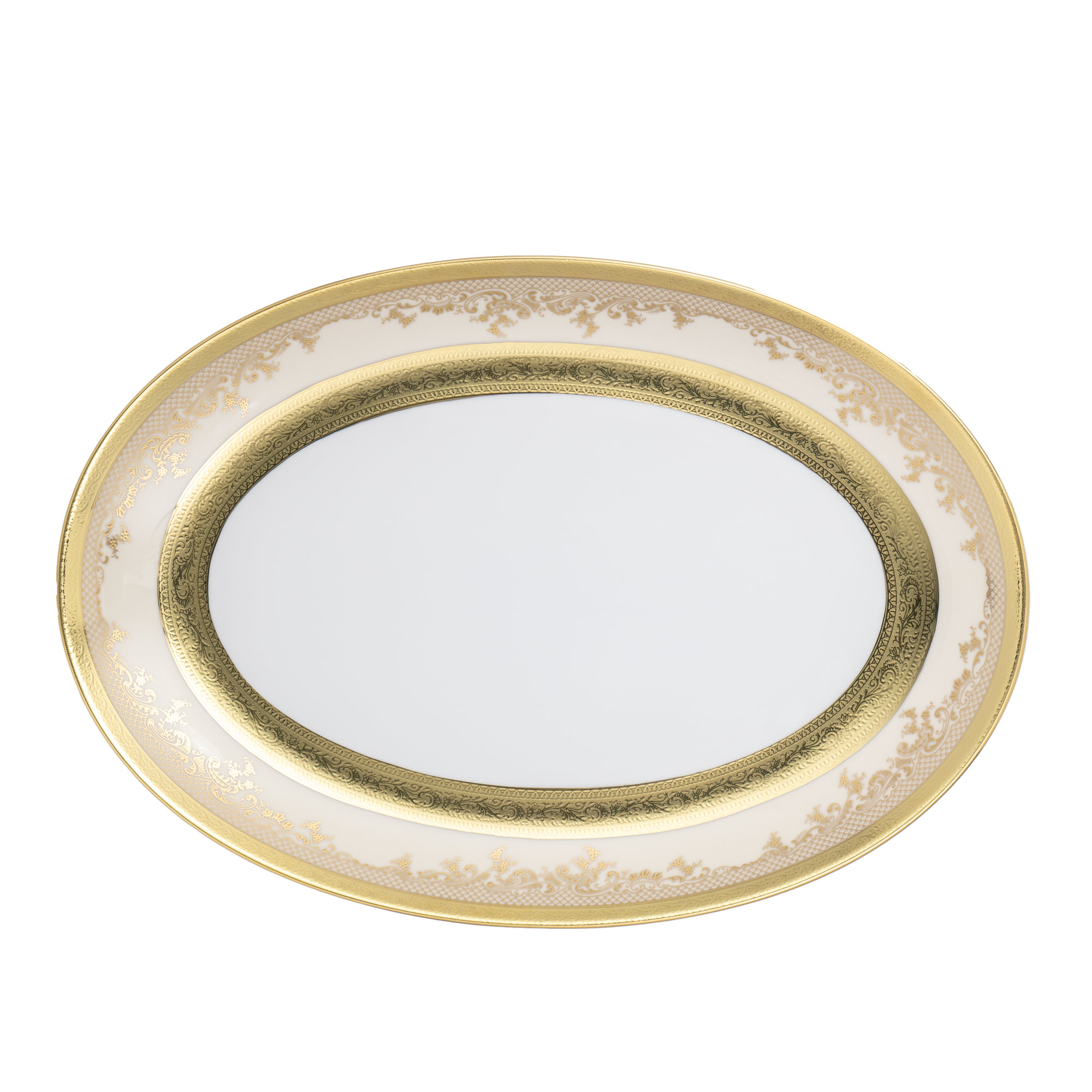 Royal Gold Cream Oval Plate 35 cm - Zepter Shop